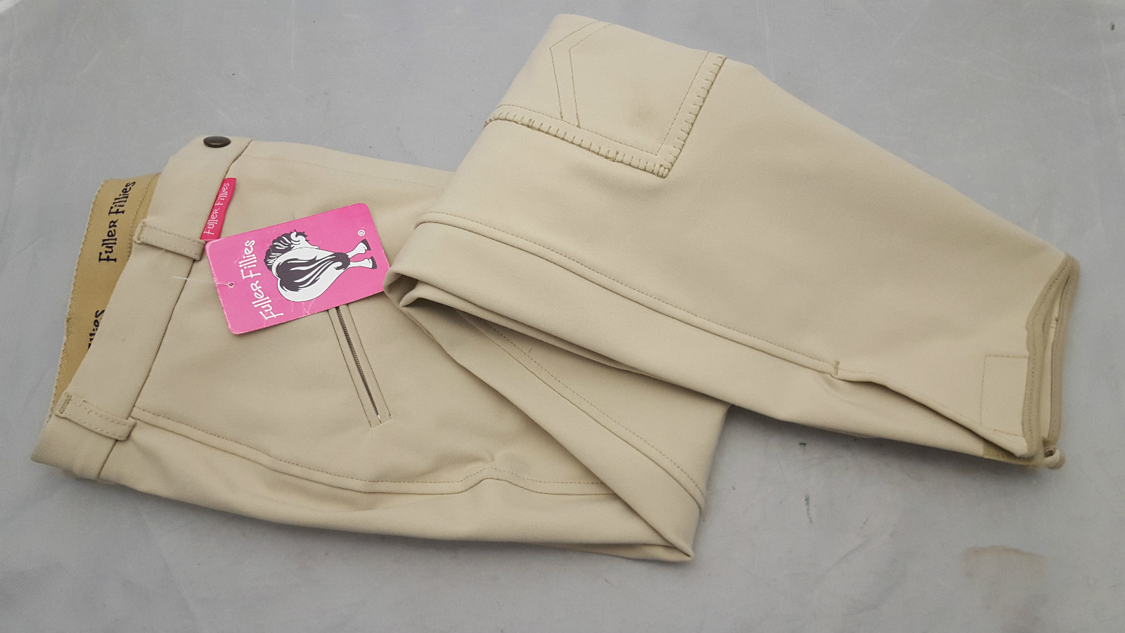 Ladies Fuller Fillies heavy woven breeches Size 30 Beige or Clover Pink ...