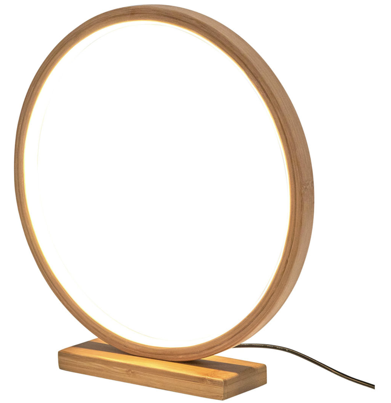Bamboo Single Ring LED Lamp Light Modern Scandi Minimalistic - Natural ...