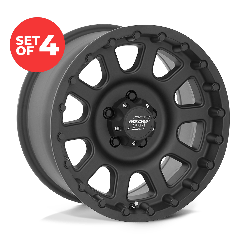 (Set of 4) Pro Comp PA32 BANDIDO Wheels 16x8 5x127 0 mm Black Rims 16 ...