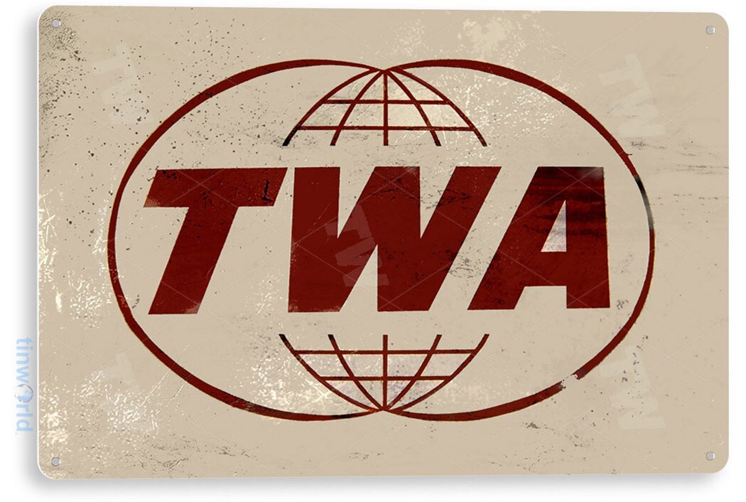 TIN SIGN TWA Trans World Airlines Aviation Metal Wall Décor Shop Store ...