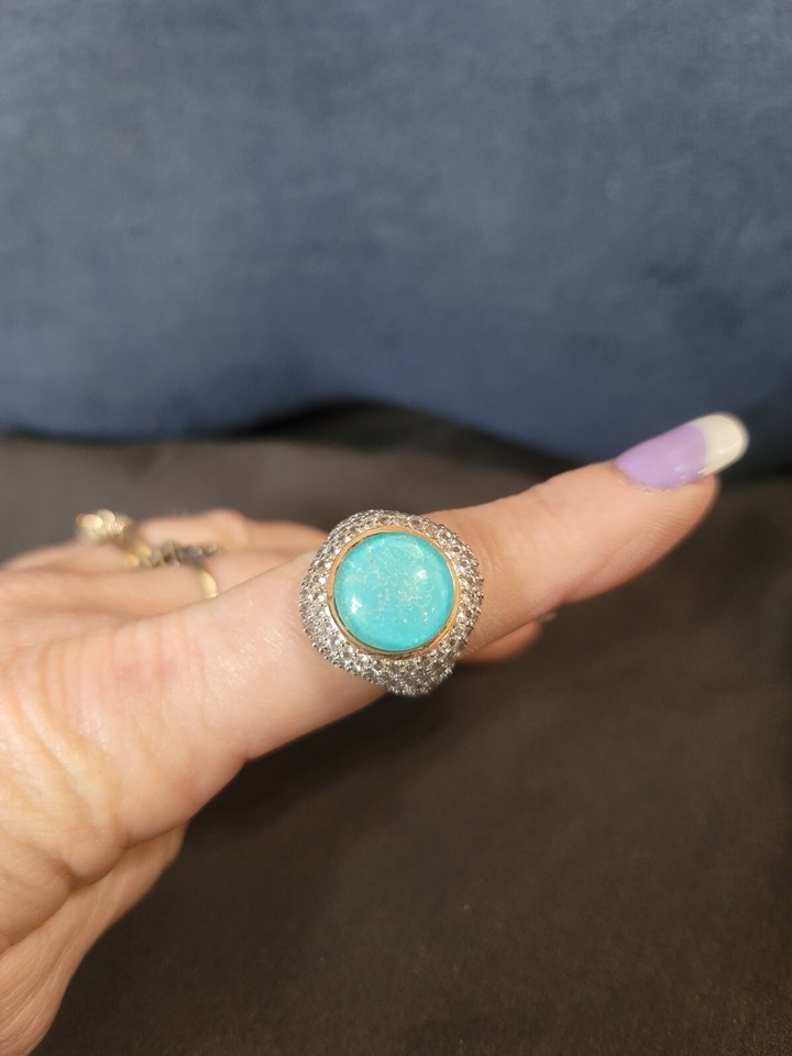 Bronzo Italia Turquoise Doublet & White Topaz Ring | eBay