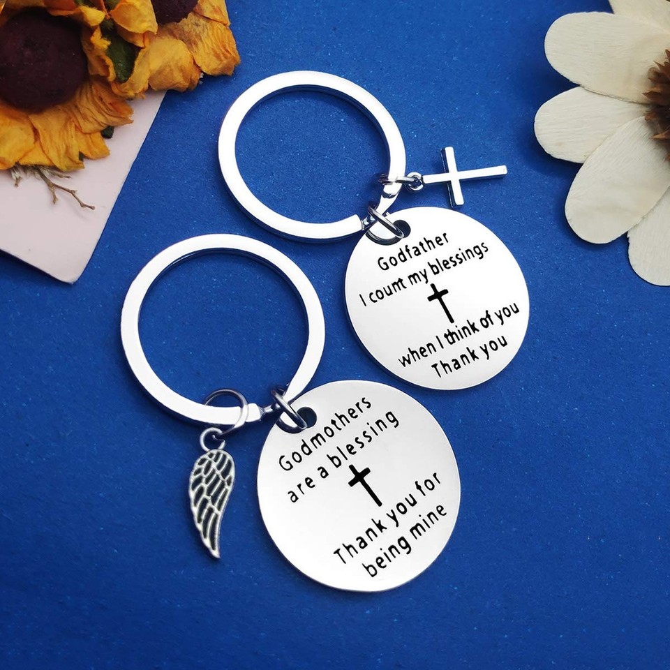 Godparent Keychain from Godchild Gift for Baptism Godmother Keychain ...