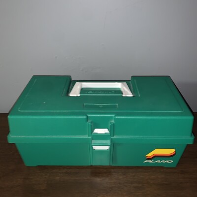 VTG Small Plano Green Tackle Box Open Tray with 6 Compartments 1985 USA ...