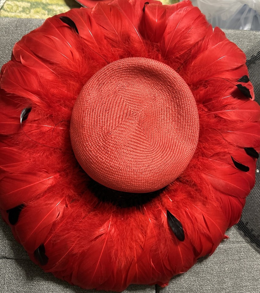 Hat-Joe Bill Miller-Red Feathered Hat Vintage 80s Hat( Derby ) | eBay
