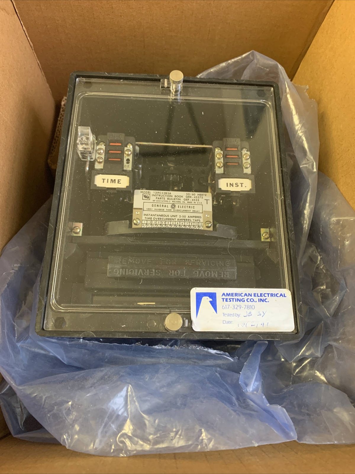 GE 12IFC53B3A Very Inverse Time Overcurrent Relay 50/60Hz 2-50A General ...