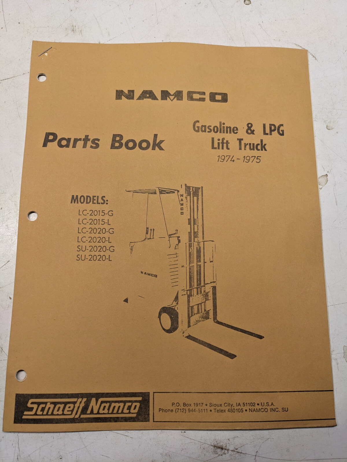 NAMCO PARTS LIST BOOK MANUAL LC SU 2015 2020 L G FORK LIFT TRUCK 1974 ...