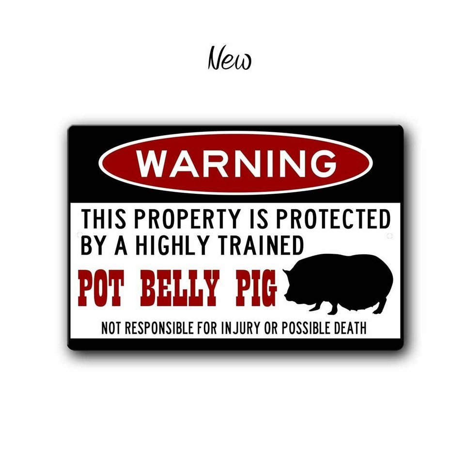 Pot Belly Pig Warning Sign,Protected by - 12 x 8 Metal Sign | eBay
