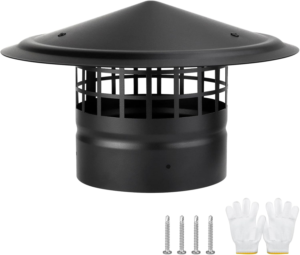 6 Inch round Chimney Cap,Cone Top Chimney Cap with Screen,Roof Rain ...