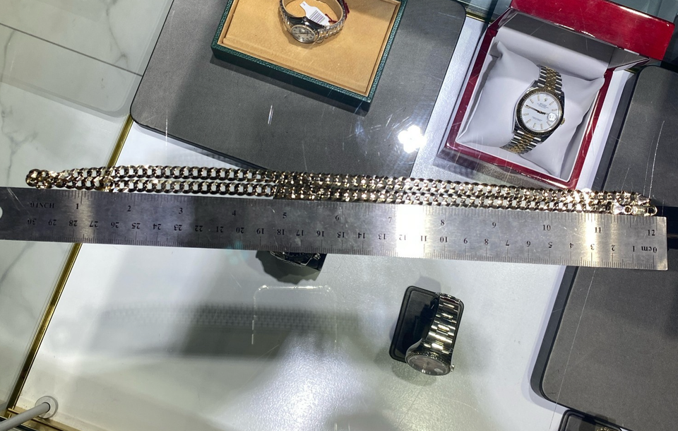 Solid 14K Yellow Gold 7mm Flat Curb Cuban Link Necklace Chain 24" 28.3g ...