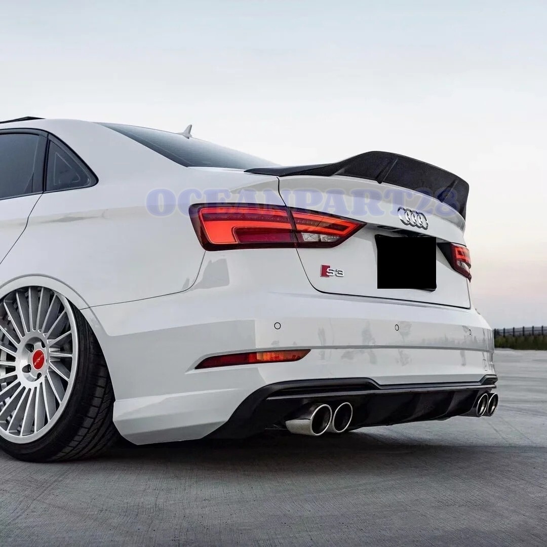 Fit 15-20 Audi A3 S3 RS3 Rear Trunk Spoiler Wing Lip Duckbill Carbon ...