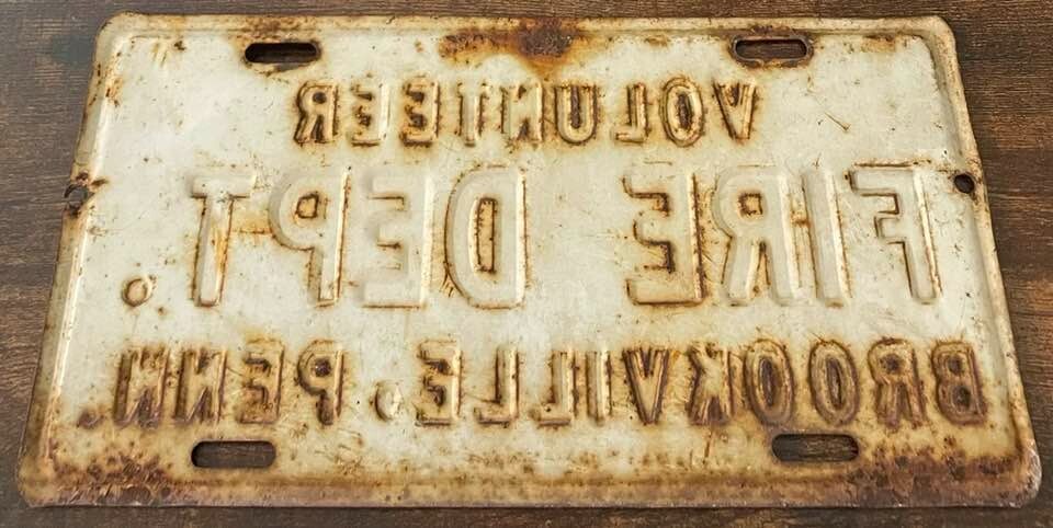 Volunteer Fire Department Booster License Plate Brookville Pennsylvania ...