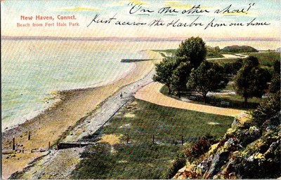 New Haven Connecticut CT : BEACH SCENE d/13 AV3831 | eBay