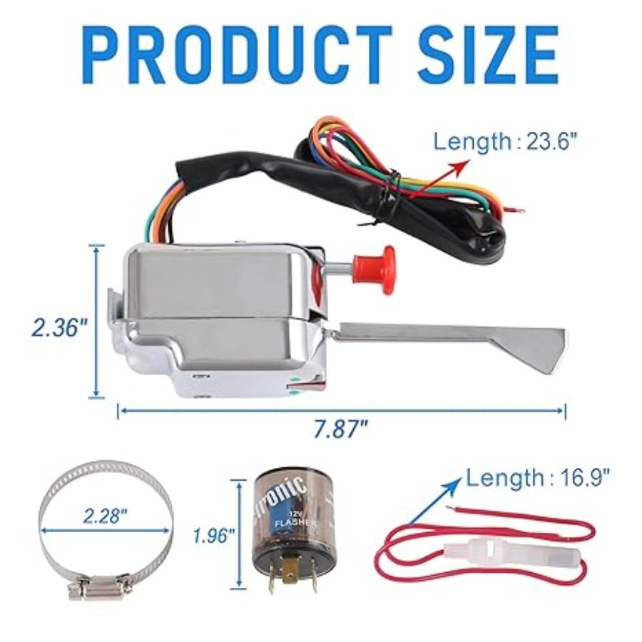 New Chrome 12V Universal Street Hot Rod Turn Signal Switch with Flasher ...