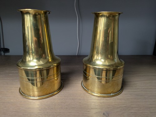 Military 2 Brass WW1 Trench Art Shell Case Vases. | eBay UK