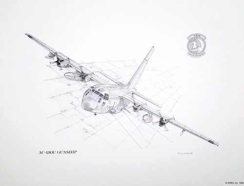 AC-130U Gunshiip 4th Special Operations Squadron Ghostriders 16" x 20 ...