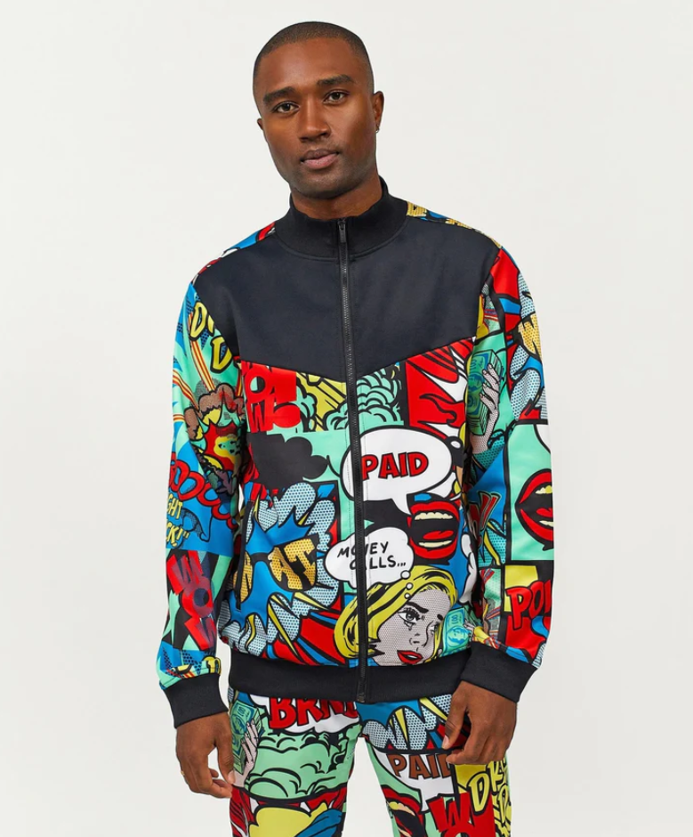 Reason Brand Paid Comic Print Track Set Tracksuit 2 Piece Set Men's ...