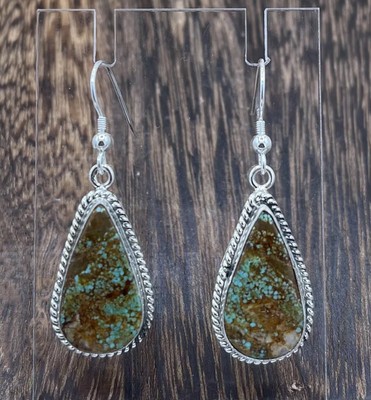 Navajo Handmade Sterling Silver Sonoran Turquoise Dangle Earrings By ...