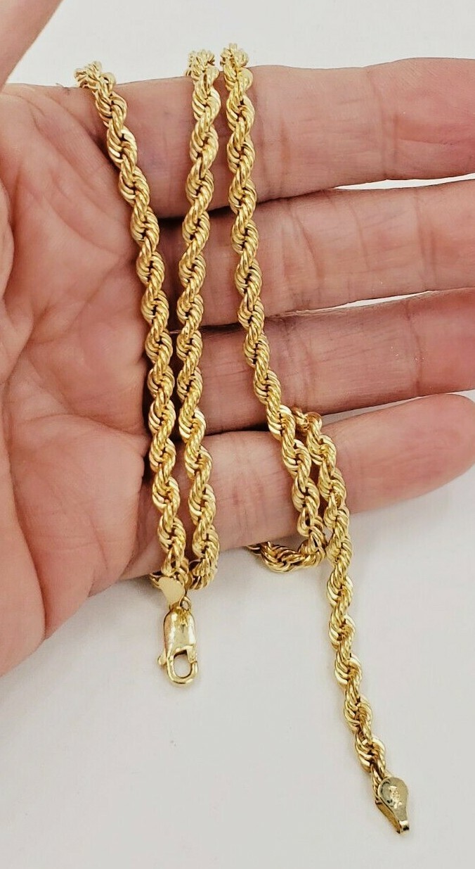 10KT Yellow Gold* Hollow Rope Chain (L) 24 inches x (w) 3.79mm Lobster ...