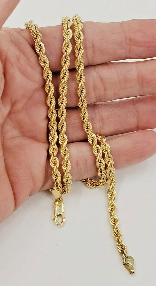 10KT Yellow Gold* Hollow Rope Chain (L) 24 inches x (w) 3.79mm Lobster ...