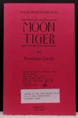 Penelope Lively MOON TIGER First U.S. edition Uncorrected Proof Booker ...