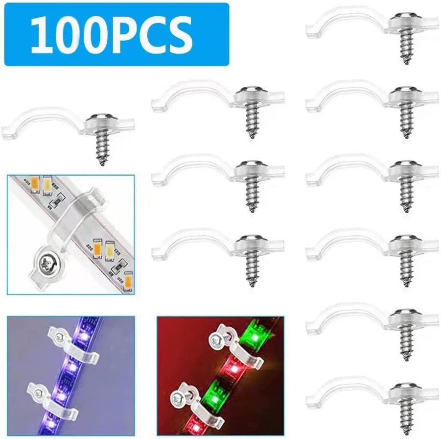 100 Pack Strip Light Mounting Bracket,Transparent Fixing Clips for 10Mm ...