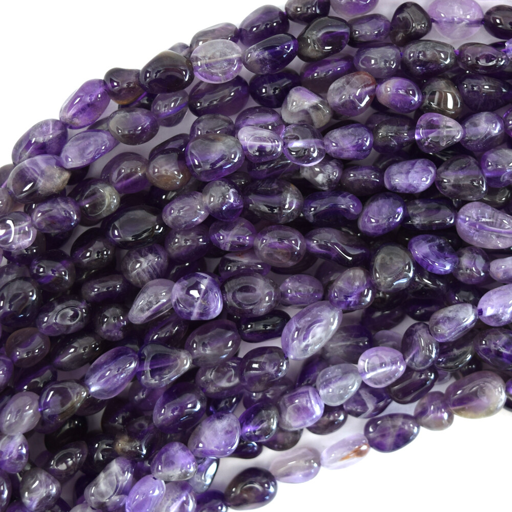 Natural Purple Amethyst Pebble Nugget Beads 15.5" Strand 6mm -8mm, 8mm ...