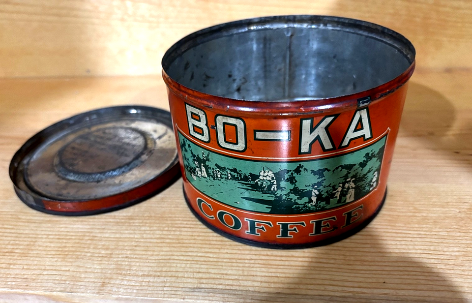 Tough Vintage Boka Early 1 lb Coffee Tin Can | eBay