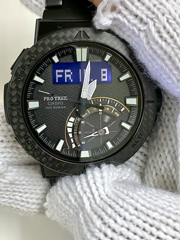 CASIO PRO TREK PRW-73XT-1JF ANGLER LINE Titanium Band Solar Radio Watch ...