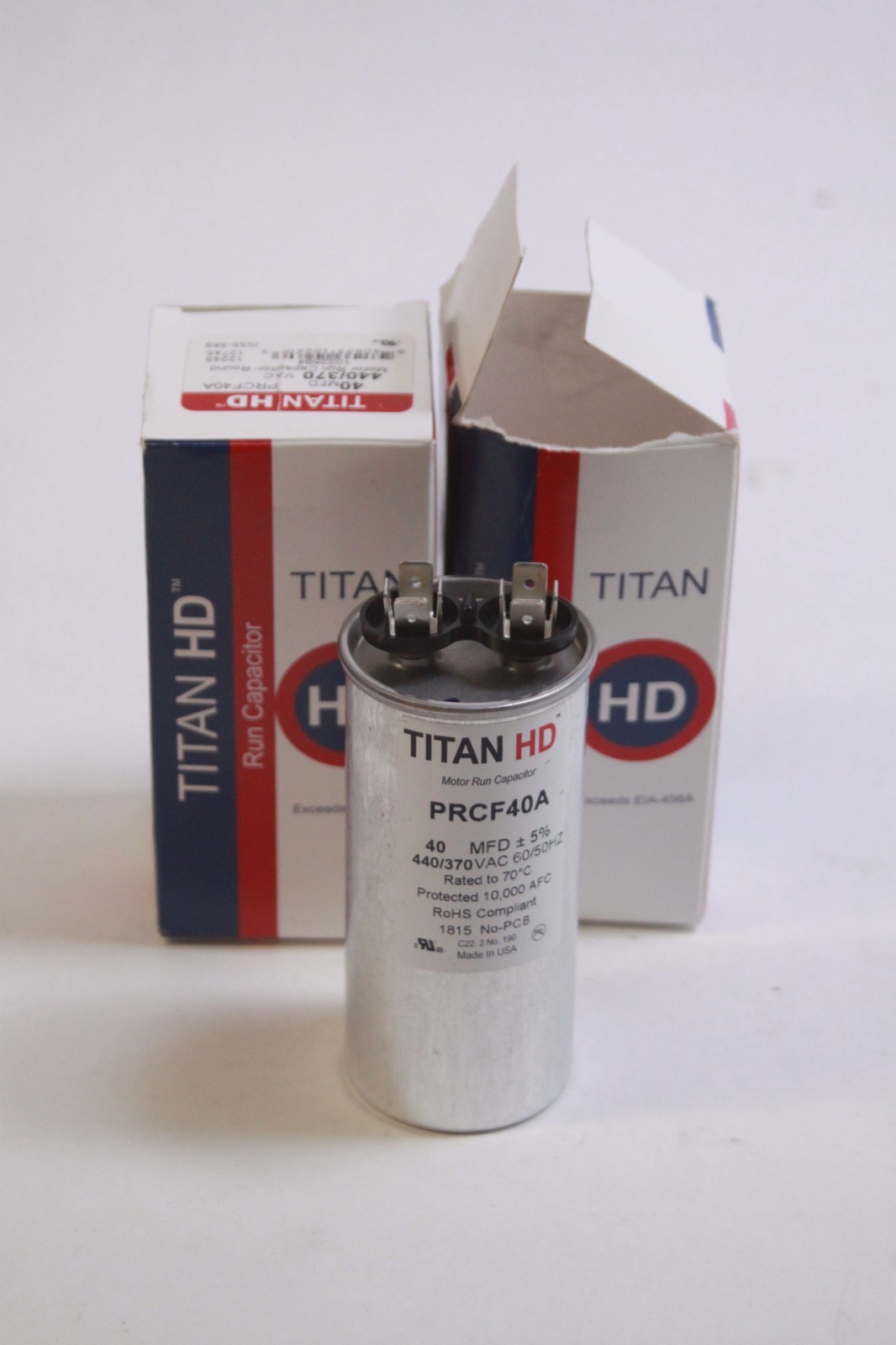 2X Titan HD Motor Run Capacitor, 40 Microfarad Rating, 440VAC Voltage ...