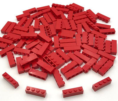 Lego 100 New Red Bricks 1 x 4 Stud Building Blocks Pieces | eBay