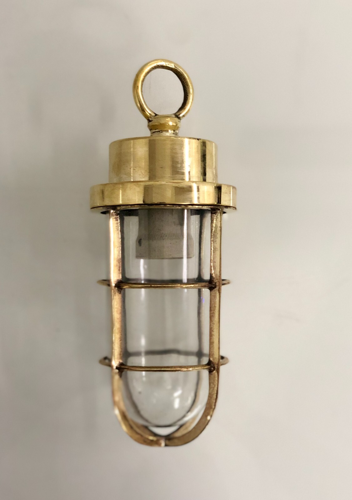 Exterior Deco Ex German Navy Brass Bulkhead Hanging Cargo Light Fixture ...