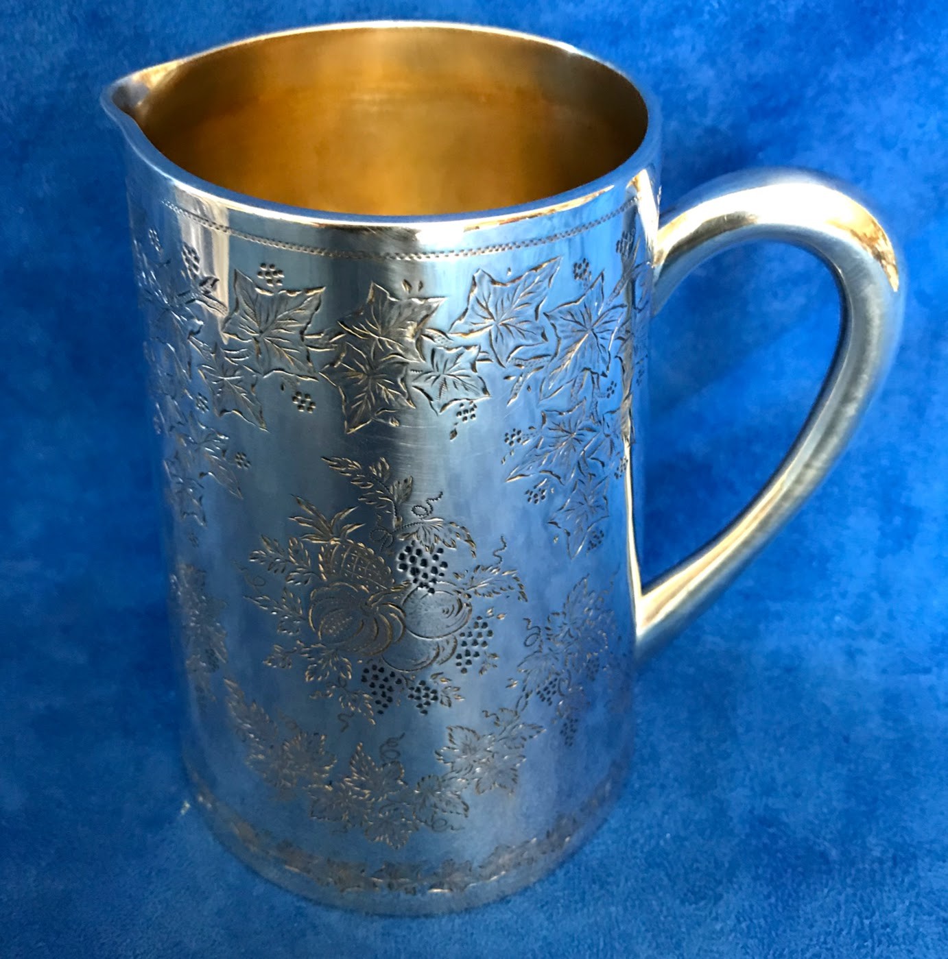 1885 John Aldwinckle & Thomas Slater Engraved Sterling Silver Pitcher ...