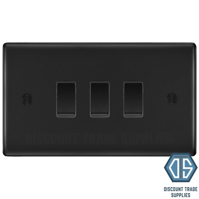 BG Matt Black 3 Gang Intermediate Light Switch Custom Grid Switch | eBay UK