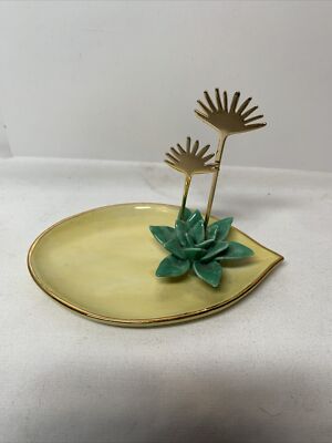 ANTHROPOLOGIE PALM TREE PACIFICA TRINKET DISH WITH GOLD TRIM | eBay