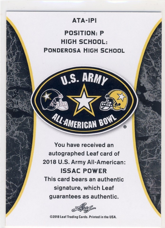 ISSAC POWER 2018 Leaf Army All American TOUR /10 AUTO BAYLOR | eBay