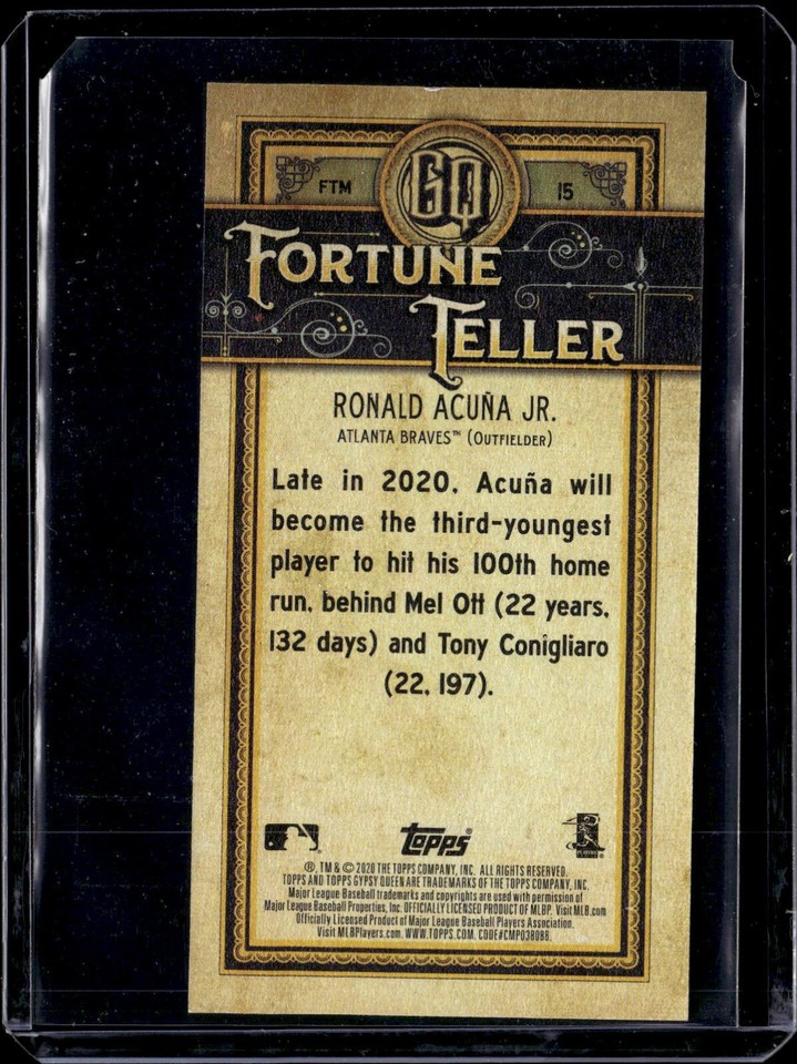 2020 Topps Gypsy Queen Ronald Acuna Jr. Fortune Teller Insert Atlanta ...