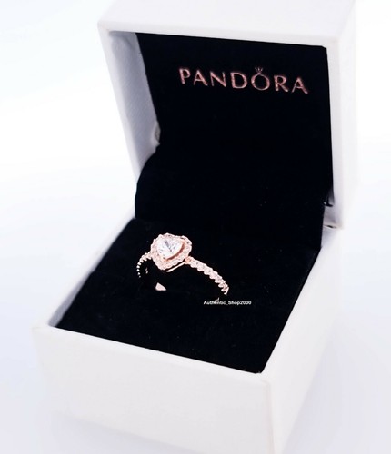 NEW 100% Authentic PANDORA Rose Gold Sparkling Elevated Heart Ring ...