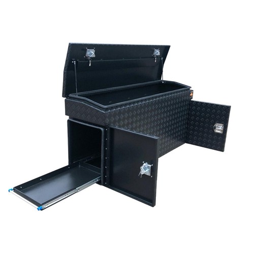 2000 x 500 x 800mm Black Aluminium Ute Toolbox Webber BBQ Fridge Slide ...