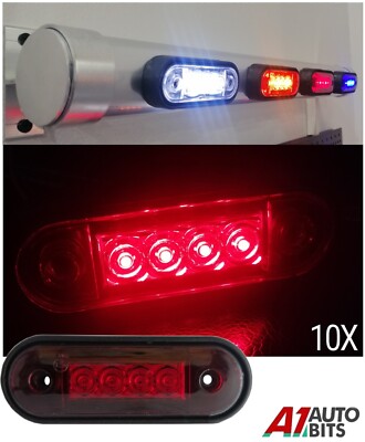 Easy Flush Curved Fit Red Rear Led Marker Lights X10 Truck Van Bar *NO ...
