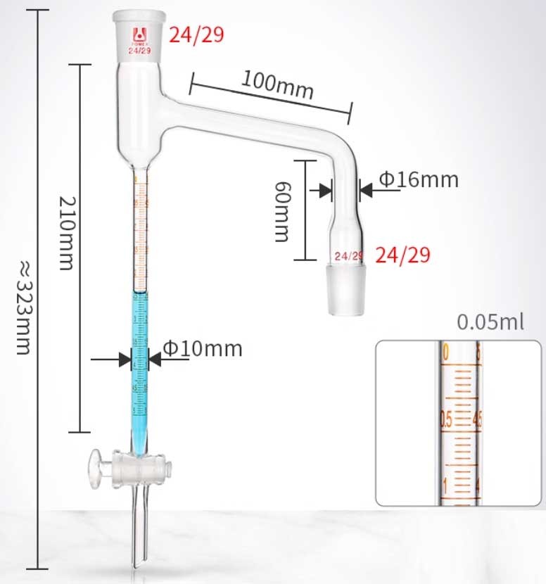 Glass 5ml Oil-Water Separator Lab Instrument PTFE or Glass Valve ...
