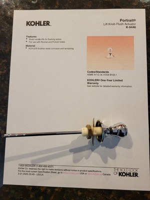 Kohler Portrait Lift Knob Flush Actuator K-9446 | eBay