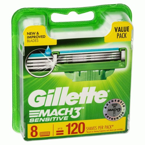 GILLETTE MACH3 TURBO SENS BLADE 8 PK SENSITIVE CARTRIDGES PACK MACH 3 ...