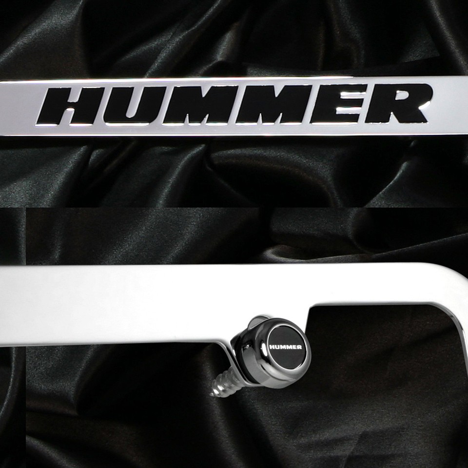 Hummer Humvee Chrome Black Cast Zinc Metal License Plate Frame Logo ...
