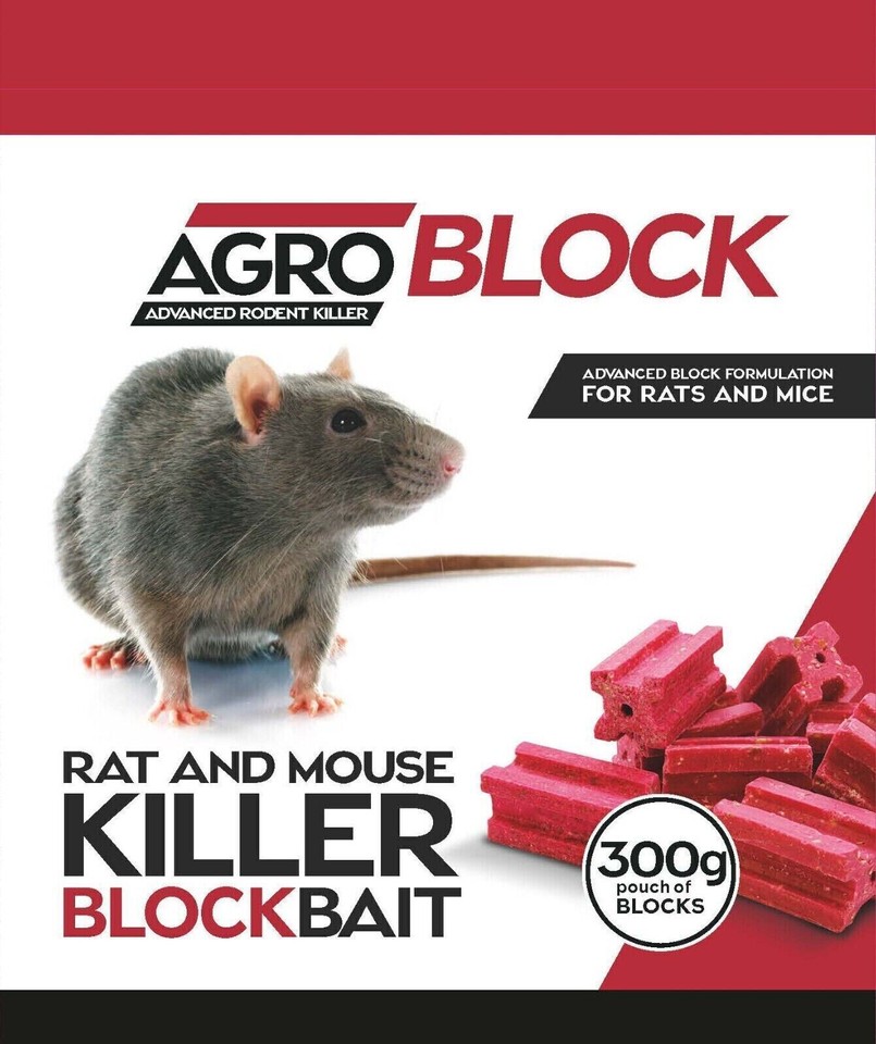 Rat & Mouse Poison Bait Blocks (300g) Maximum Lethal Strength Big ...