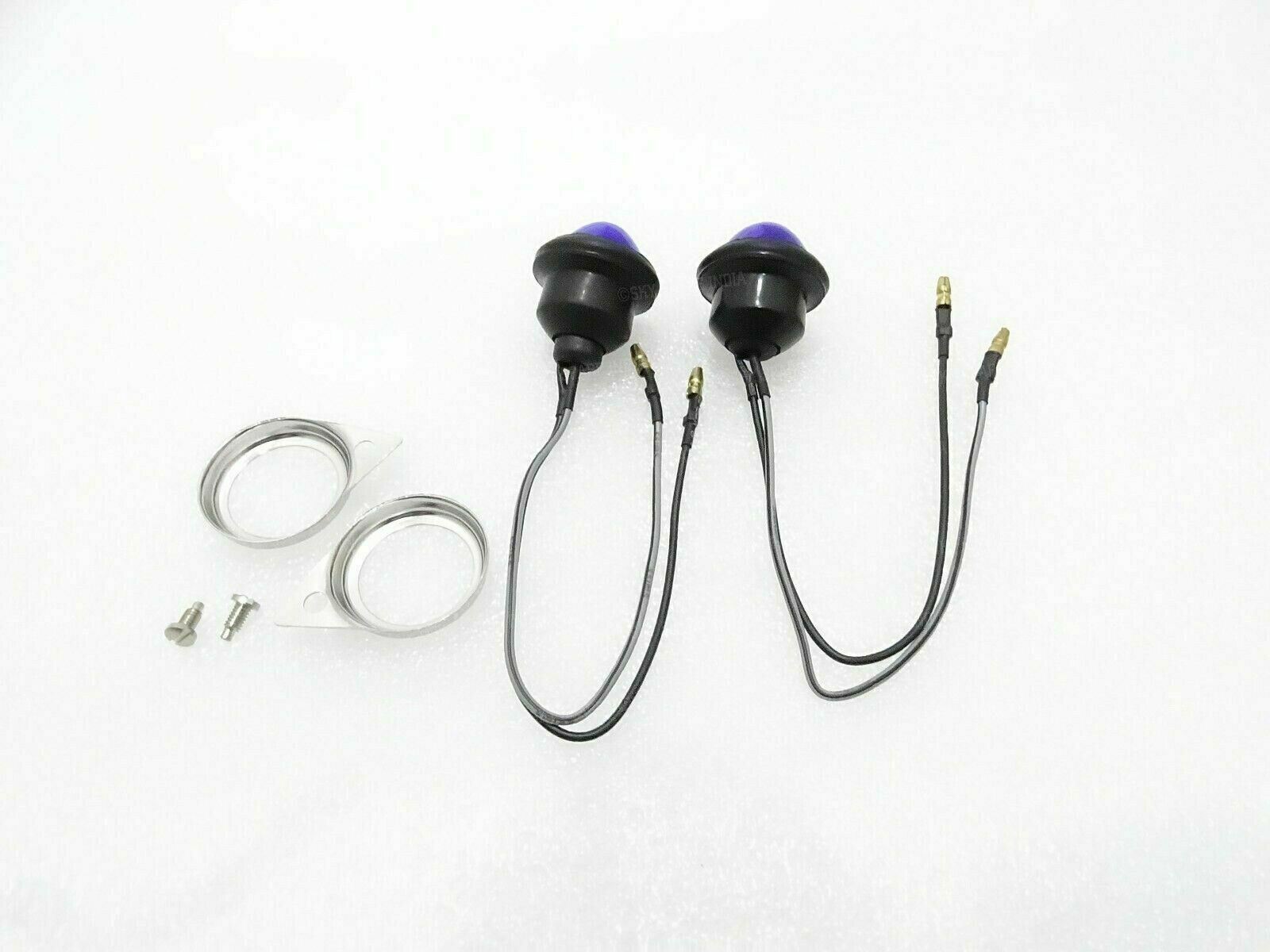 Blue Pilot Lamp For Royal Enfield Bullet Pilot Light & Chrome Ring Set ...