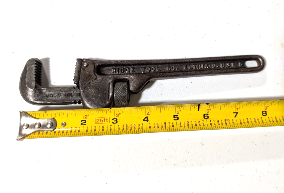 Vintage RIDGID 8 Inch Adjustable Pipe Wrench The Ridge Tool Co. Elyria ...