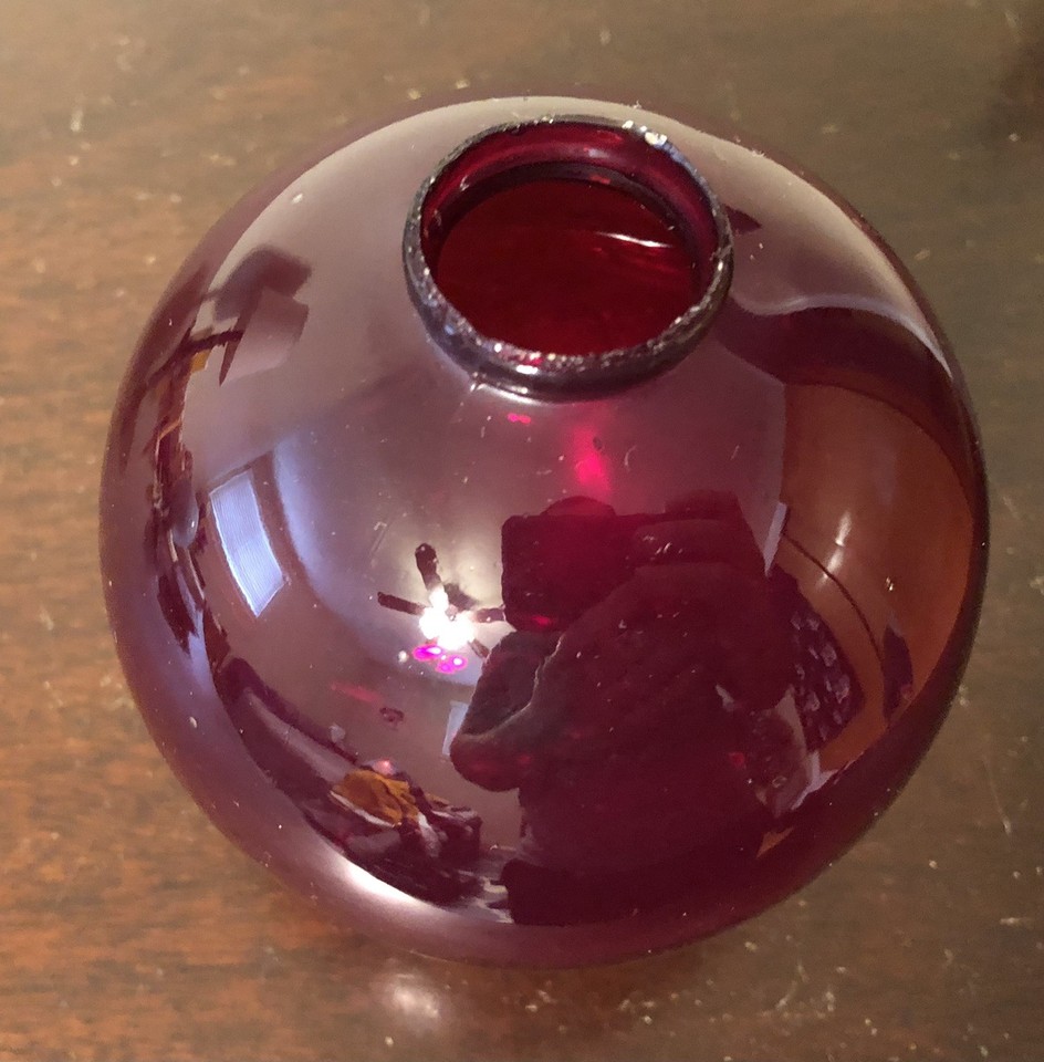 Antique Vintage Ruby Red Glass Lightning Rod Ball Globe Sphere | eBay