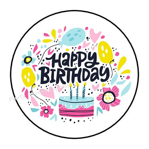 30 HAPPY BIRTHDAY ENVELOPE SEALS LABELS STICKERS PARTY FAVORS 1.5 ...