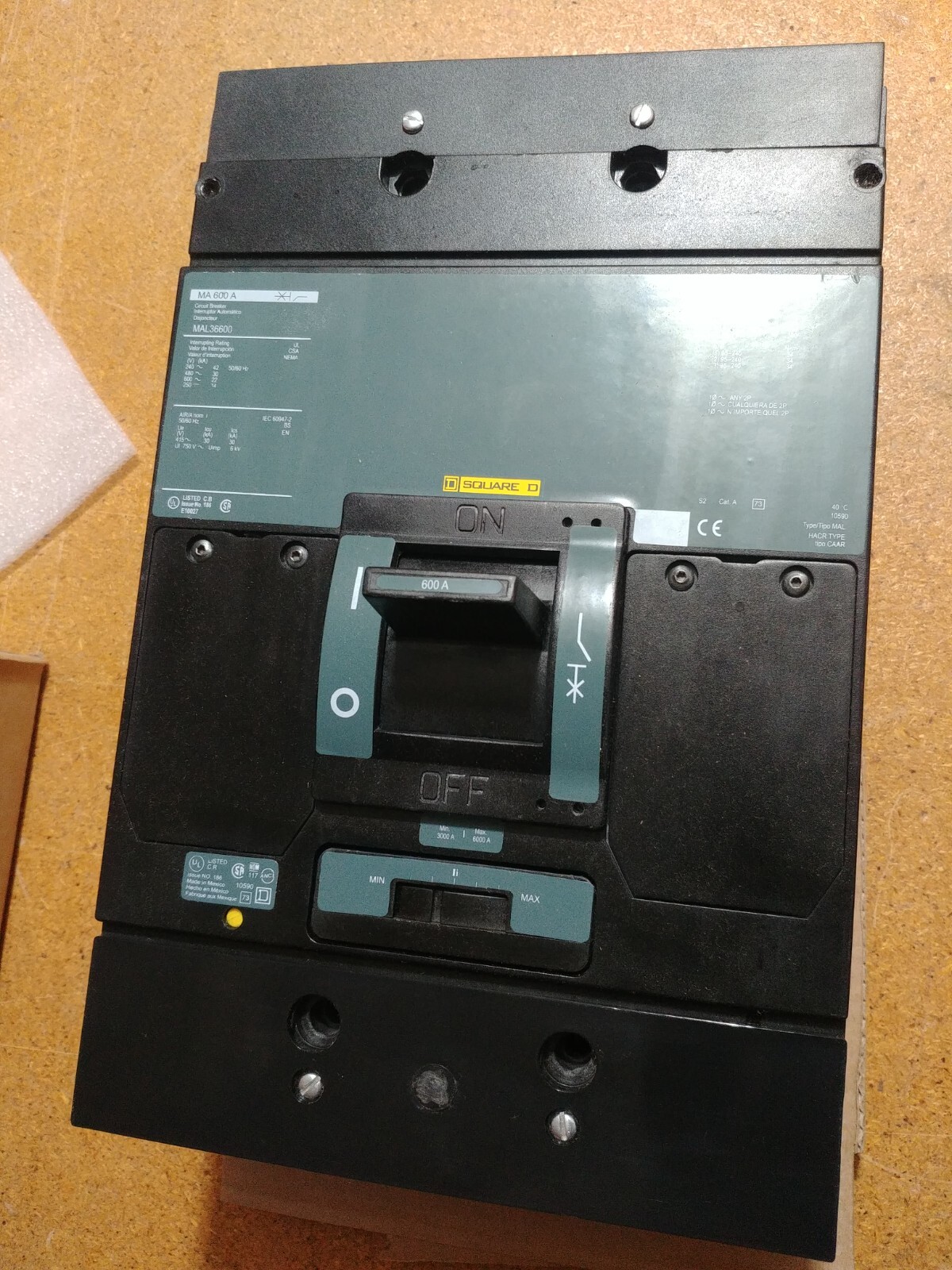 Square D MAL36600 600 Amp 3 Pole Circuit Breaker for sale online | eBay