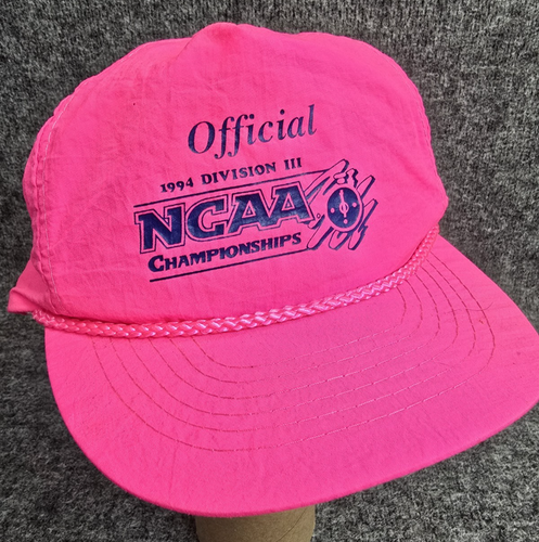Vintage NCAA Div 3 Championships SnapBack Hat Cap 1994 90s Bright Pink ...